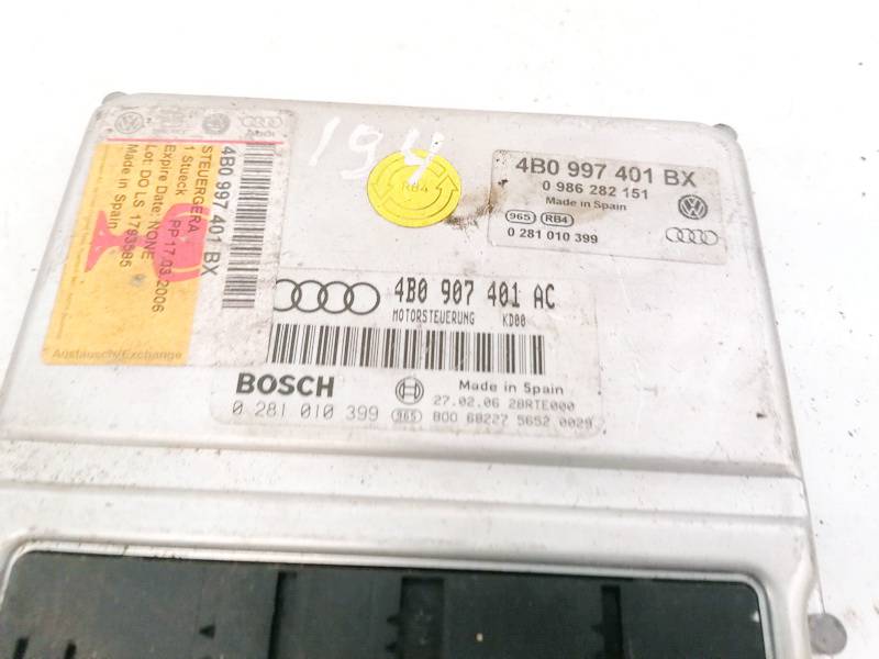 4b0907401ac 0281010399 ECU Engine Computer (Engine Control Unit) Audi ...